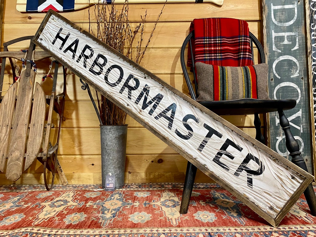 Harbormaster Wood Sign, Rustic Coastal Decor, Nautical Sign, Beach ...