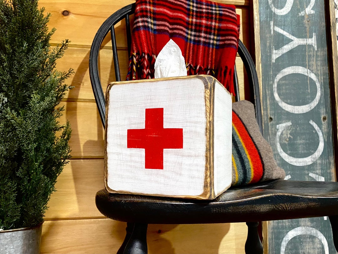 Rustic First Aid Wood Tissue Box Cover First Aid Lifeguard - Etsy
