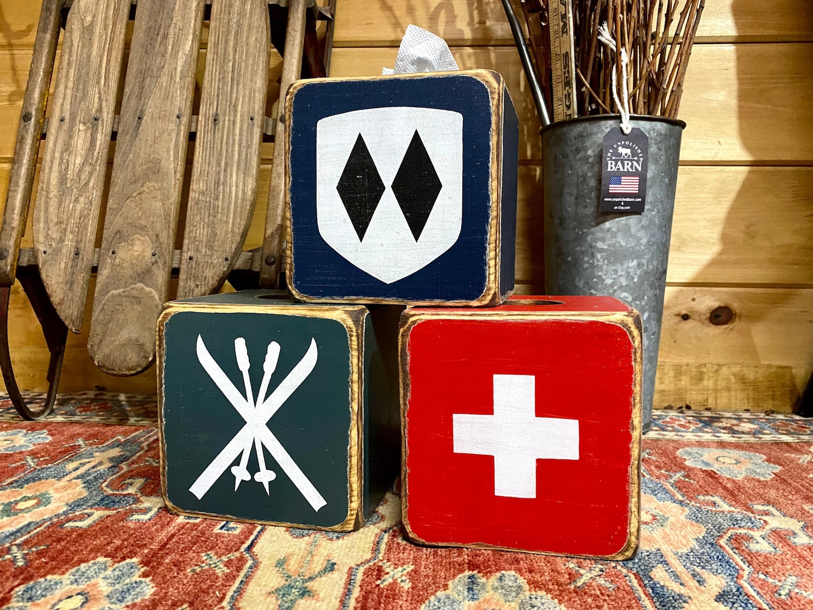 Rustic Ski Lodge Tissue Box Cover Wood Skiing Decor - Etsy