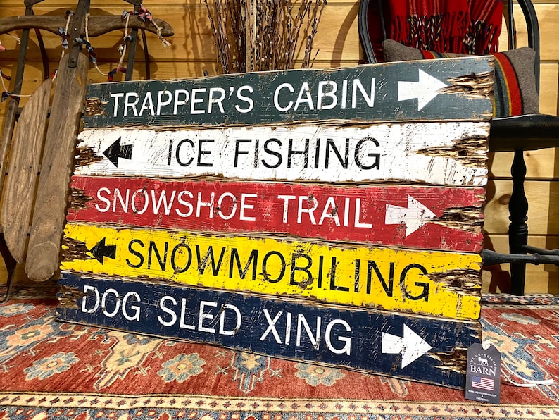 Wood Snowshoe Trail Sign Rustic Log Cabin Decor Ski Lodge - Etsy