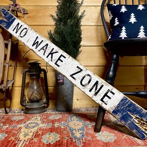 No Wake Zone Wood Sign, Rustic Beach House Decor, Nautical Lake House ...