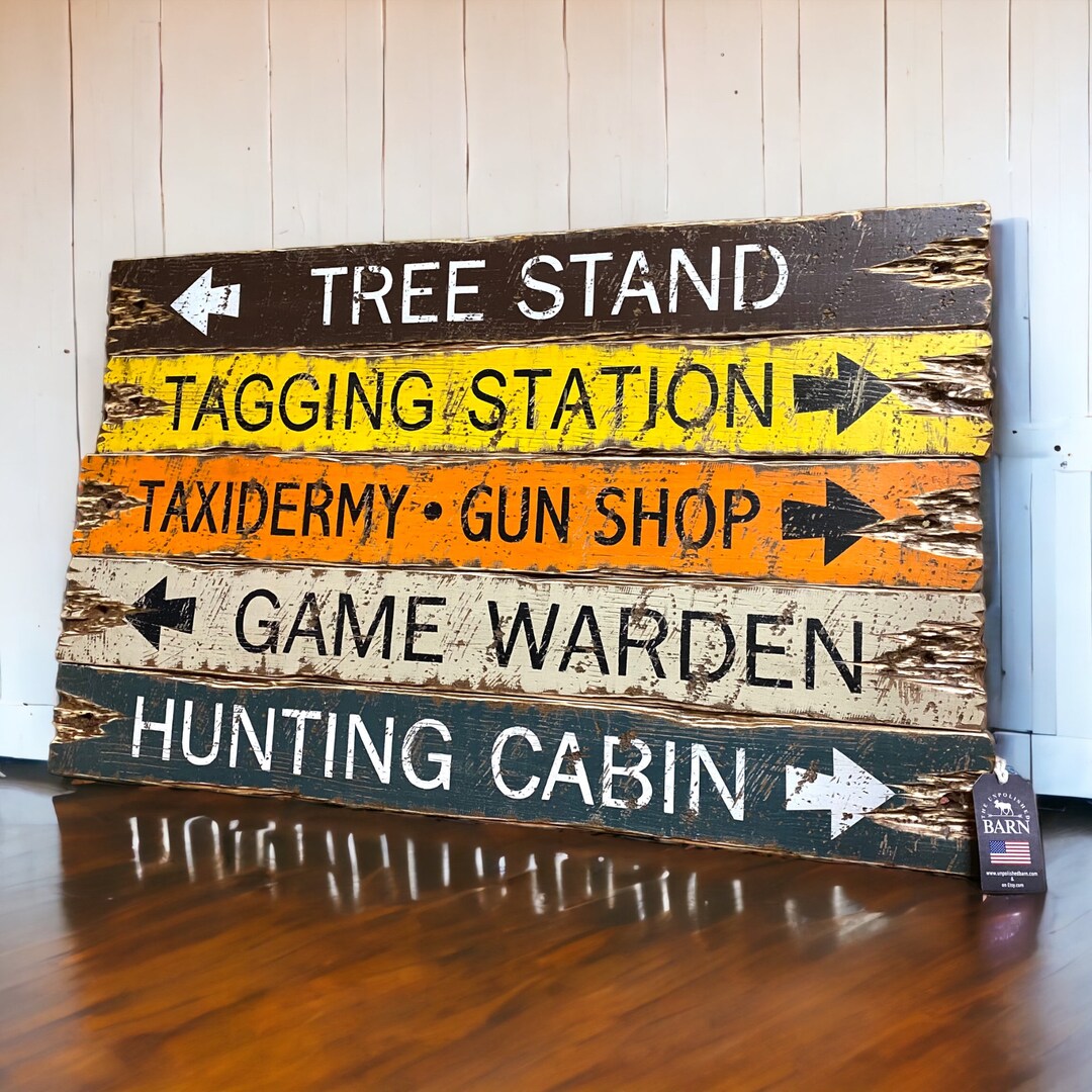 Rustic Deer Hunting Wood Sign Set Log Cabin Decor Game Warden Tree ...