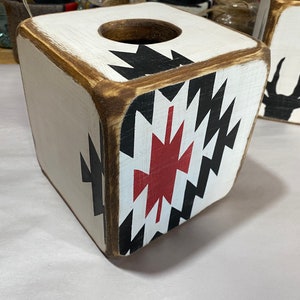 Wooden Aztec Tissue Box Cover, Rustic Southwestern Decor, Tribal ...