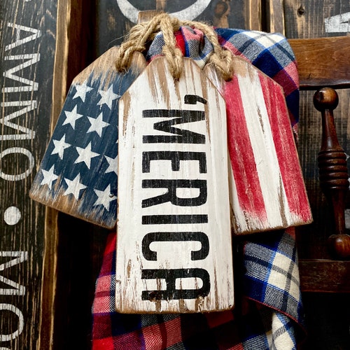 Flag Sign 4th of July Decor Patriotic Decor Red White | Etsy