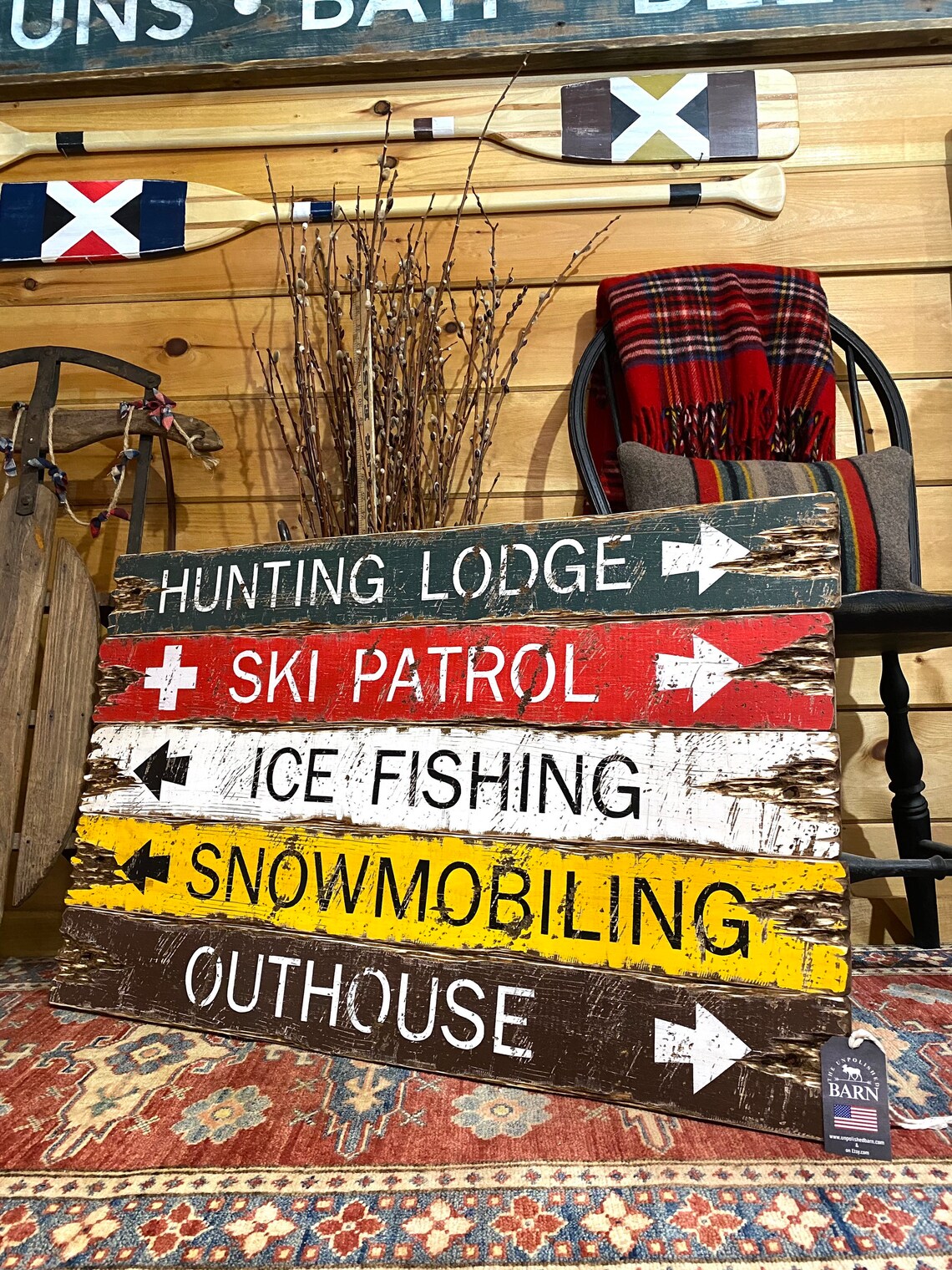 Rustic Wood Hunting Lodge Signs Log Cabin Decor Snowmobile - Etsy