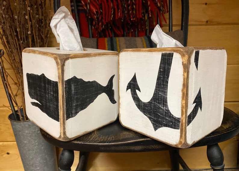Whale Tissue Box Cover, Nautical Coastal Decor, Beach House Bathroom - Etsy