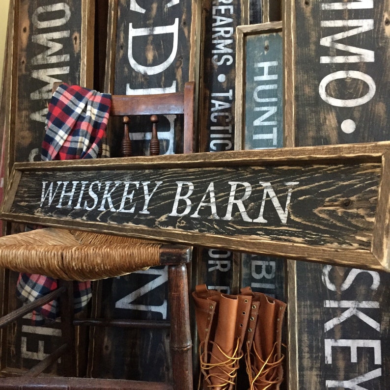 Whiskey Barn Sign Bar Sign Whiskey Sign Framed Wood Sign - Etsy