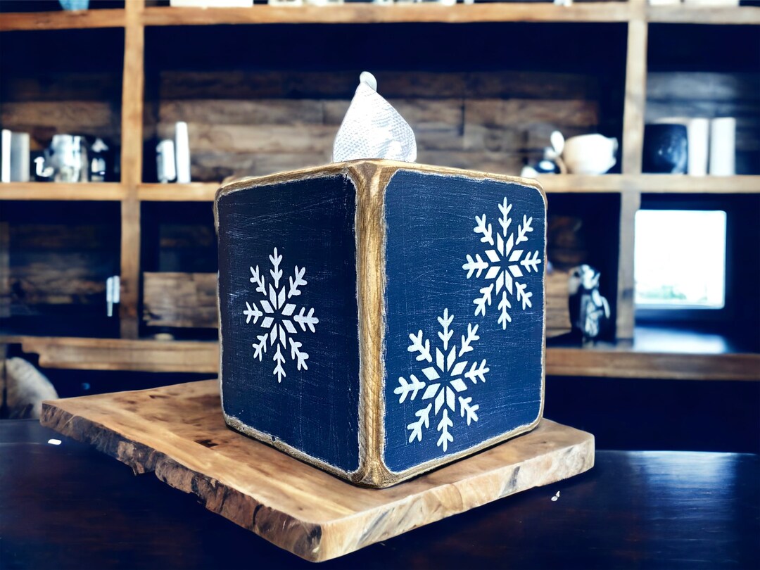 Winter Snowflake Tissue Box Cover, Wood Christmas Decor for Cabin - Etsy