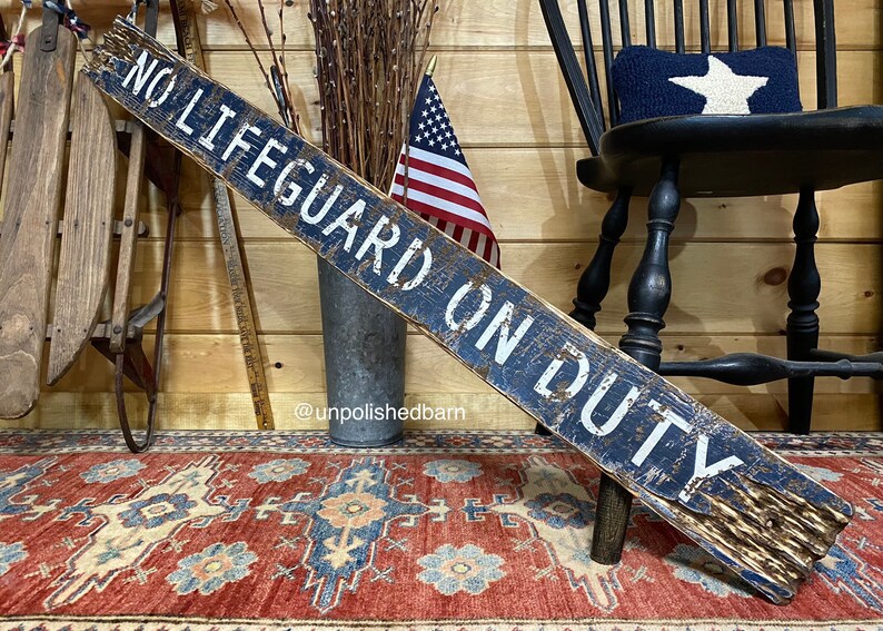 Rustic Wood Lifeguard Sign No Lifeguard on Duty Coastal - Etsy