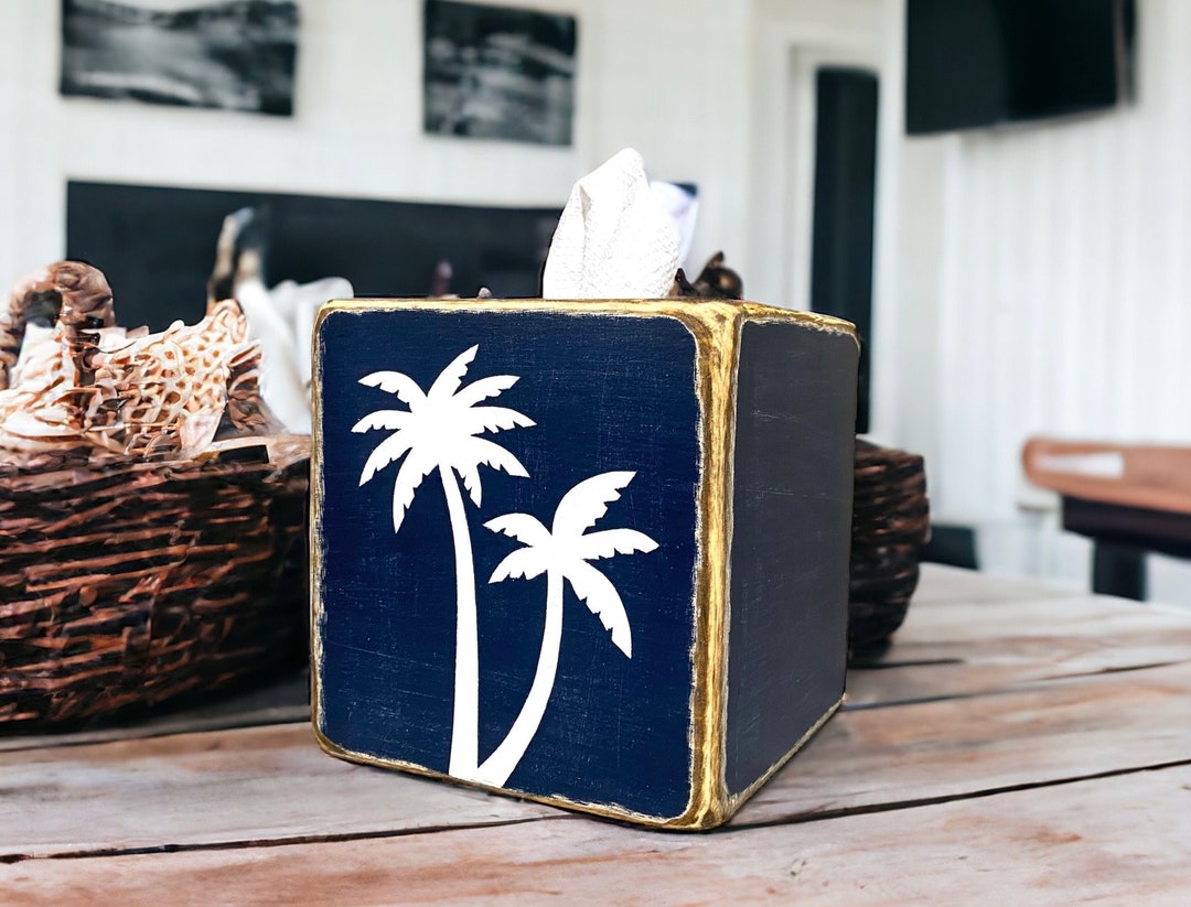 Tropical Palm Tree Tissue Box Cover, Coastal Florida Decor - Etsy