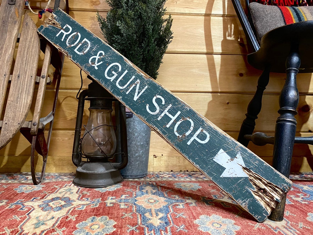 Rustic Fishing & Hunting Store Wood Sign Distressed Log Cabin Decor ...