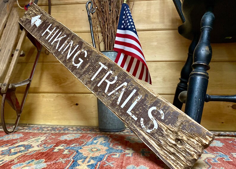 Hiking Trails Sign Cabin Sign Rustic Wood Sign Cabin decor | Etsy