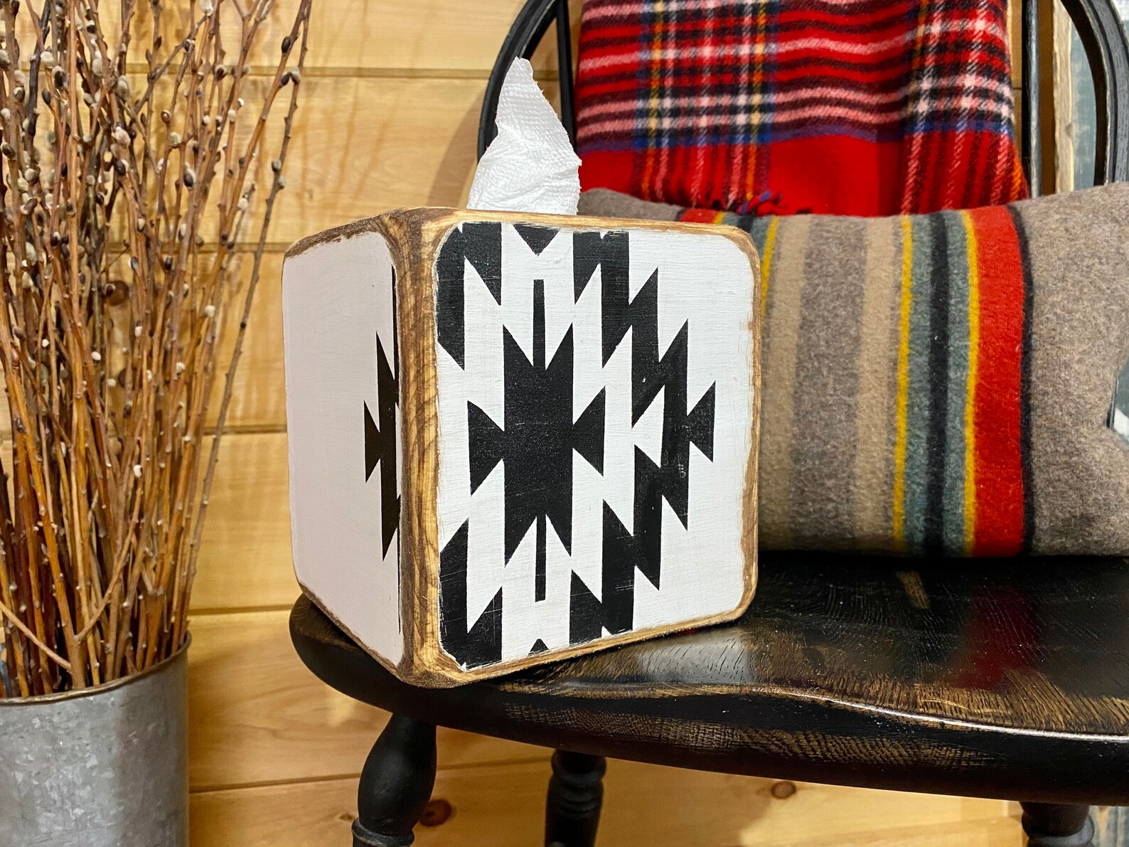 Aztec Tissue Box Cover Rustic Wood Southwestern Decor Tribal | Etsy