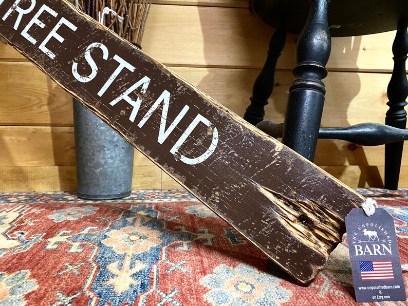 Rustic Tree Stand Hunting Wood Sign Distressed Log Cabin - Etsy