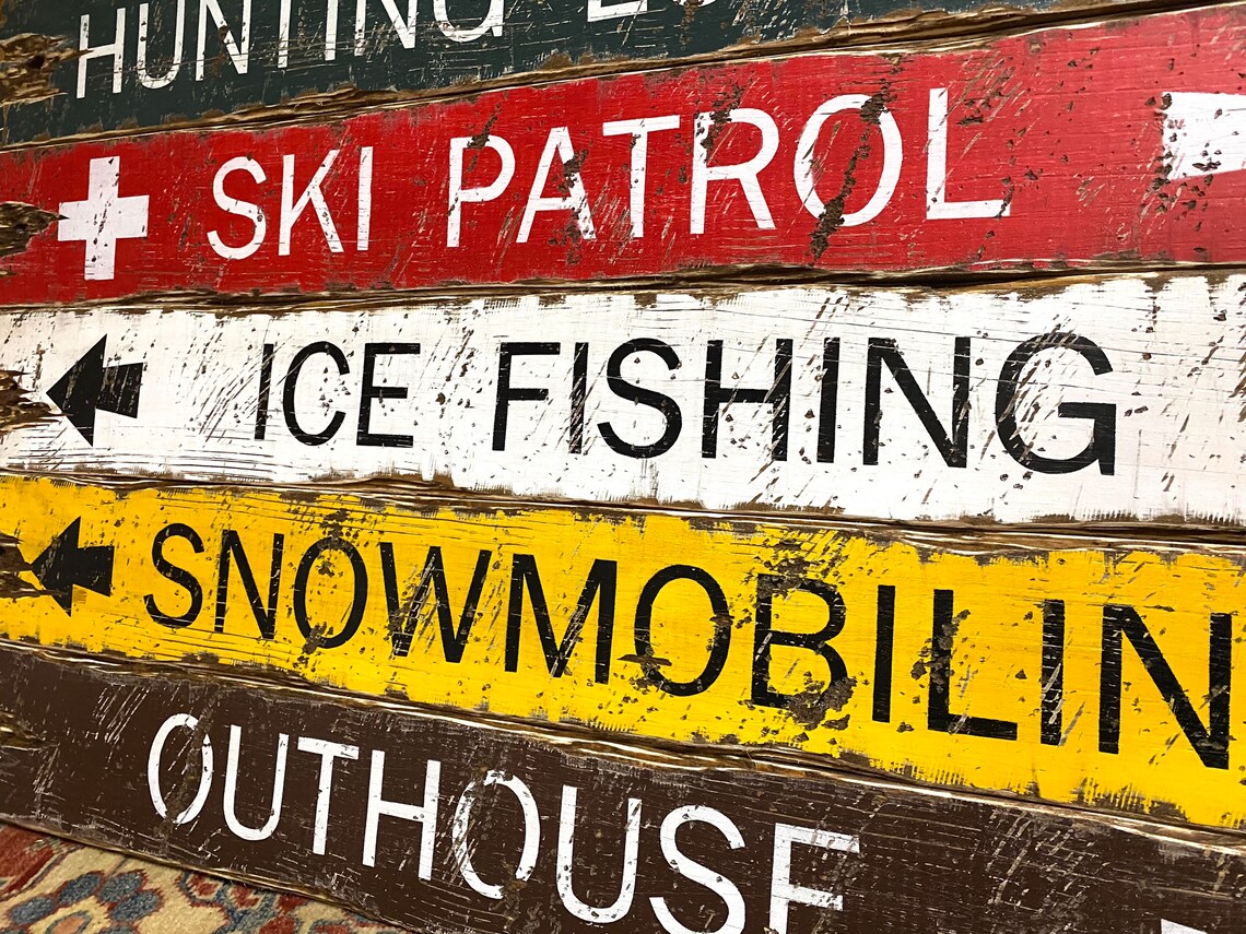 Rustic Wood Hunting Lodge Signs Log Cabin Decor Snowmobile - Etsy