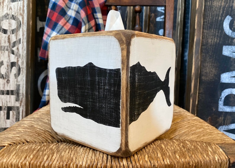 Rustic Whale Tissue Box Cover Nautical Coastal Decor Wood - Etsy