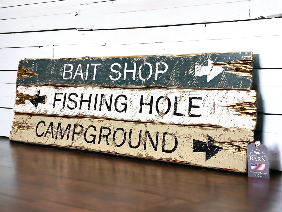 Distressed Fishing Signs Rustic Lake House Decor Bait Shop - Etsy