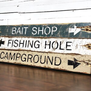 Distressed Fishing Signs, Rustic Lake House Decor, Bait Shop, National ...