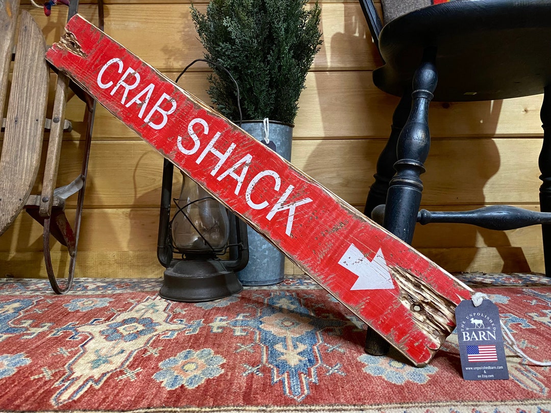 Crab Shack Wood Sign, Rustic Beach Sign, Nautical Seafood Sign ...
