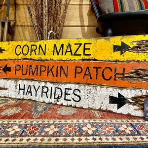 Rustic Wood Fall Sign Set | Pumpkin Patch | Corn Maze | Hayrides - Etsy