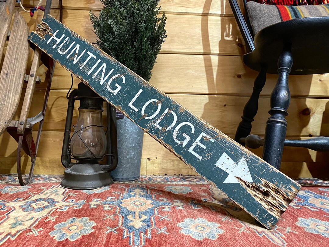 Rustic Hunting Lodge Wood Sign | Distressed Log Cabin Decor | Lodge ...