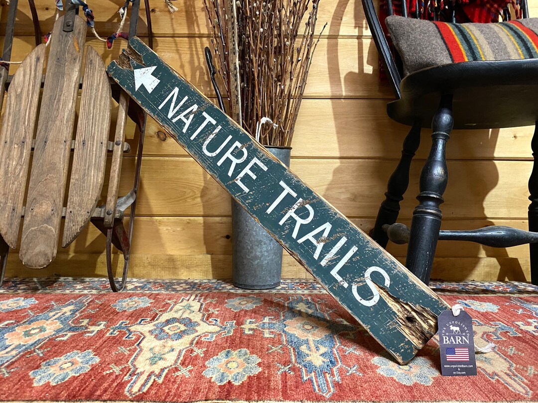 Distressed Nature Trails Wood Sign | Camp Decor | Rustic National Park ...