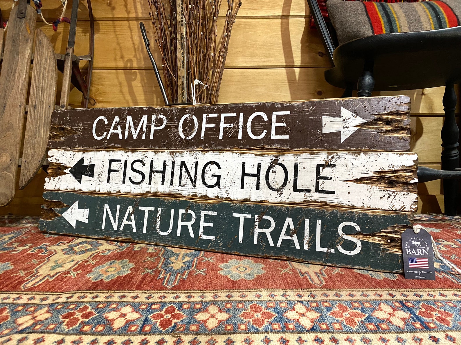 Rustic Cabin Sign Set Camping Decor Fishing Hole Wood - Etsy