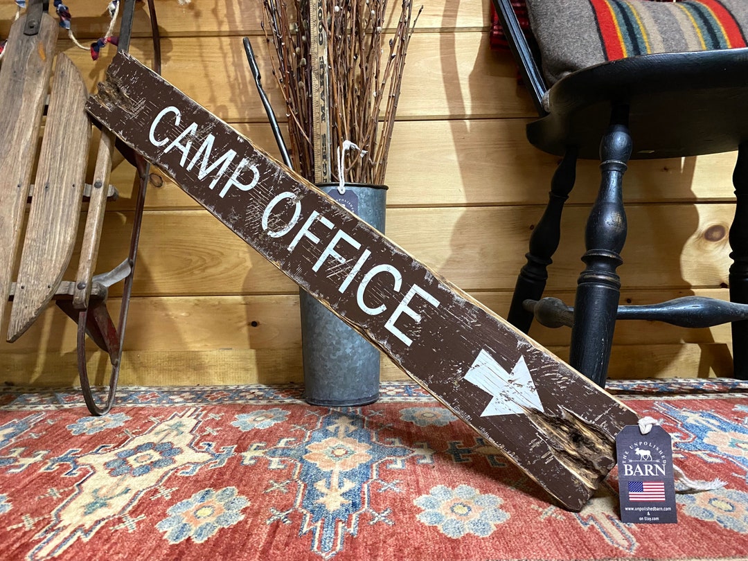 Rustic Camp Office Sign | Distressed National Park Decor | Directional ...