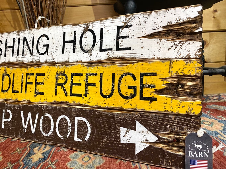 Fishing Hole Camping Wood Sign Set rustic Log Cabin Decor - Etsy