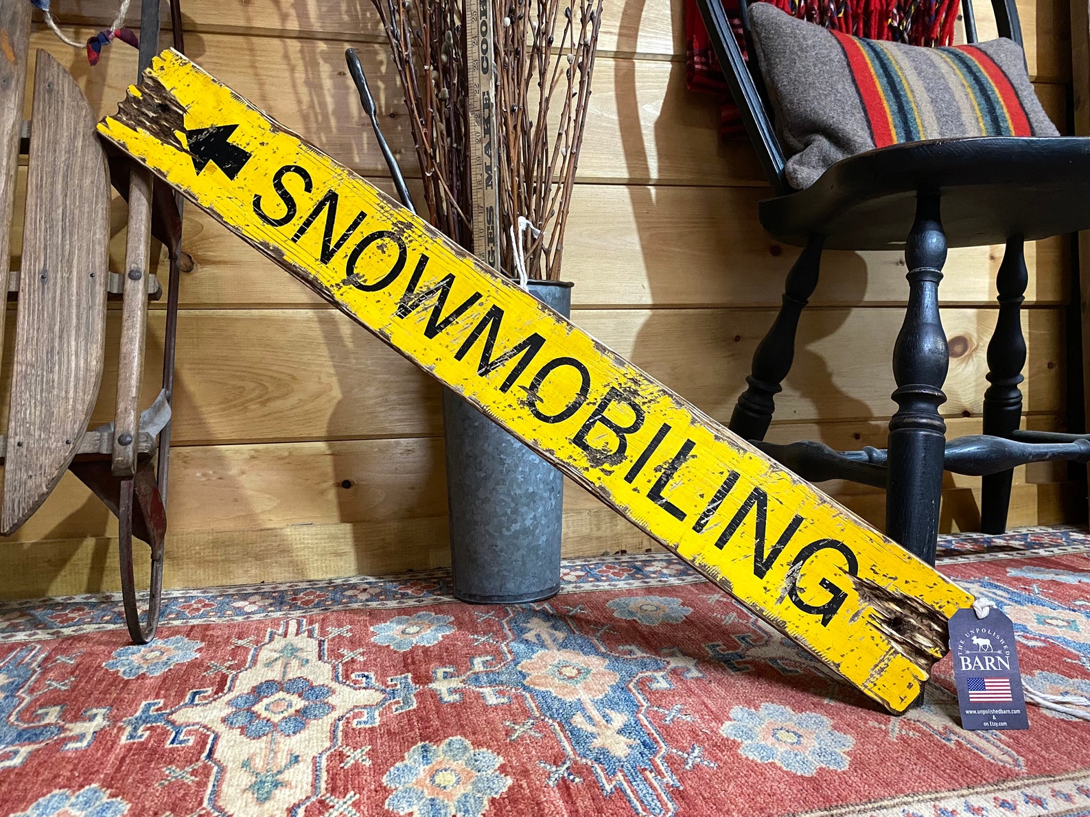 Rustic Snowmobile Sign Distressed Log Cabin Decor - Etsy