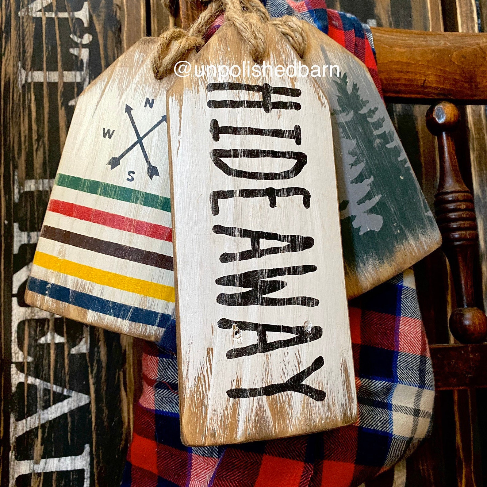 Log Cabin Decor Rustic Cabin Signs Hideaway Wood Tags | Etsy