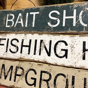 Rustic Fishing Sign Set – Cabin & Lake House Wall Décor, Bait Shop and ...