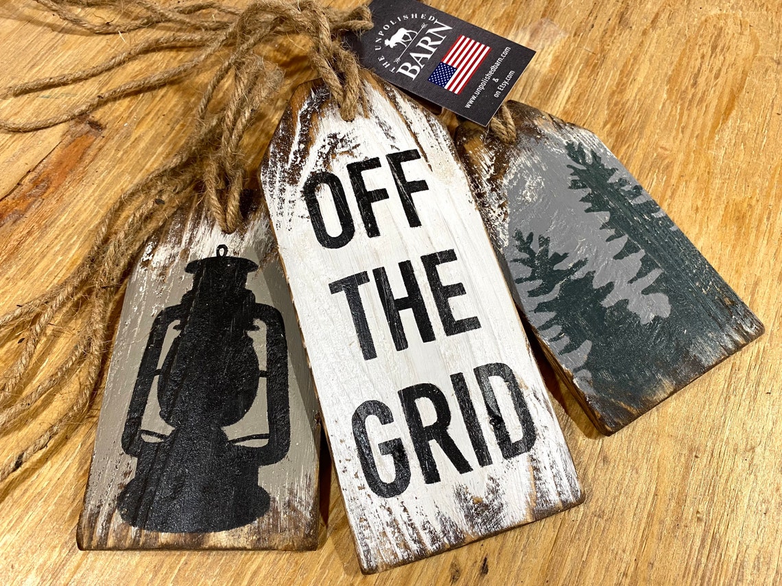 Off the Grid Sign Rustic Camp Decor Hurricane Lantern - Etsy