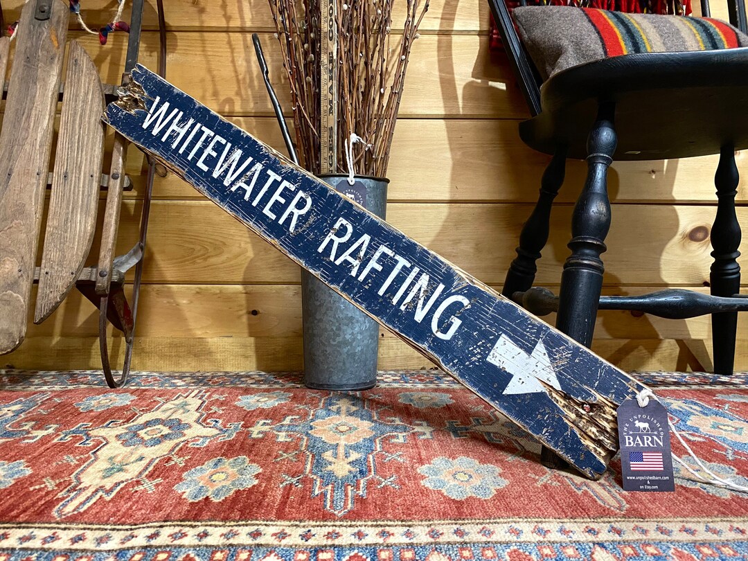 Rustic Whitewater Rafting Wood Sign National Park Sign River Rapids ...