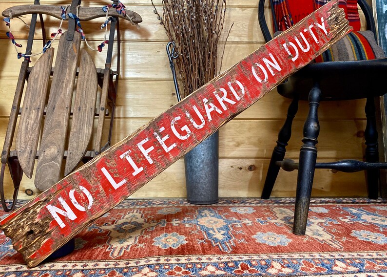 Rustic Wood Lifeguard Sign No Lifeguard on Duty Coastal - Etsy