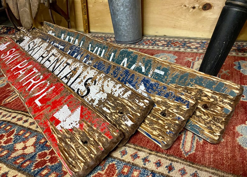 Rustic Wood Ski Trail Signs Ski Decor - Etsy