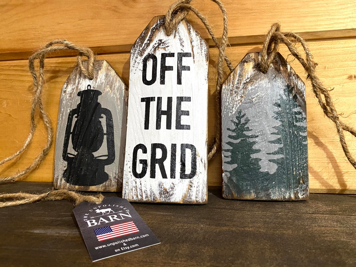 Off the Grid Sign Rustic Camp Decor Hurricane Lantern - Etsy