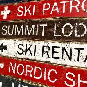 Ski Resort Wood Signs, Distressed Ski Patrol , Rustic Ski Rentals, Lift ...
