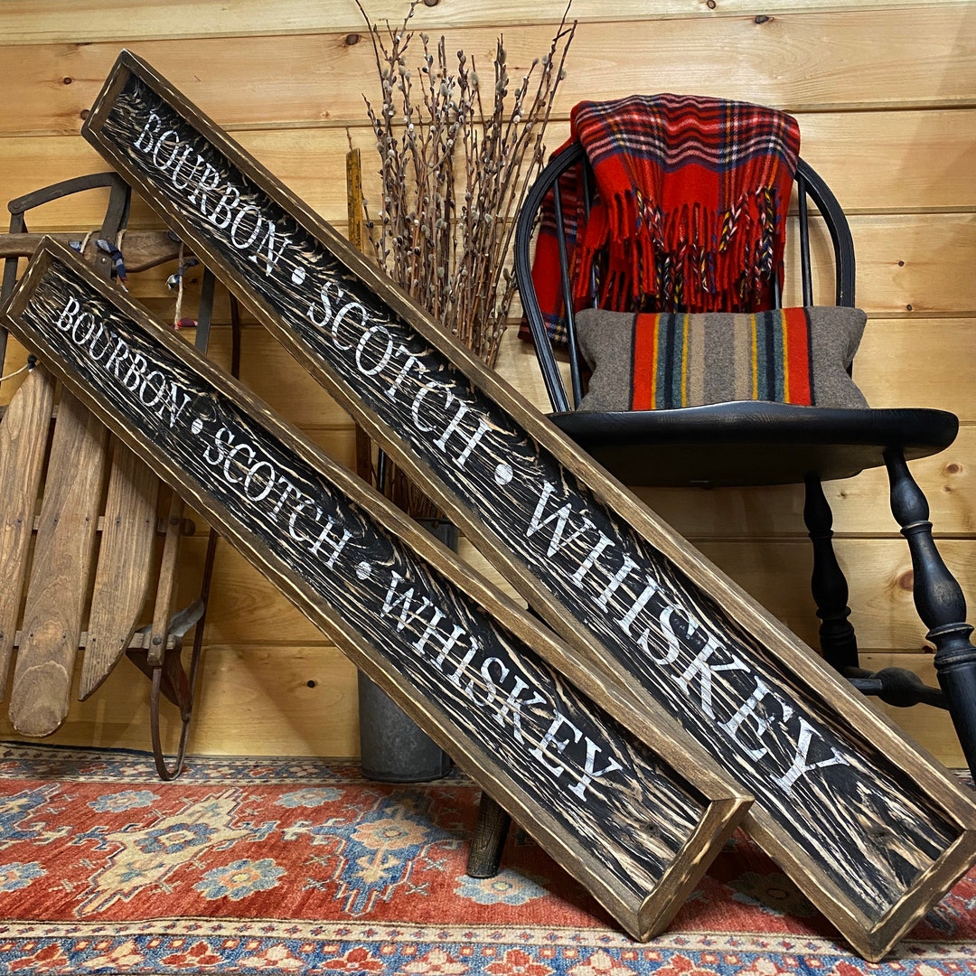 Bourbon Scotch Whiskey Wood Sign – Rustic Bar, Man Cave, Gun Room and ...