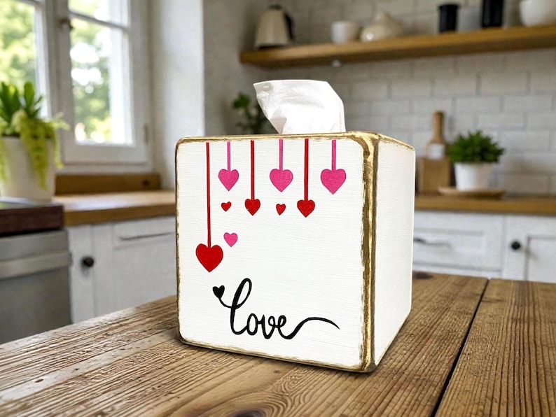 Love & Hearts Valentine’s Day Tissue Box Cover | Spa Bathrooms ...