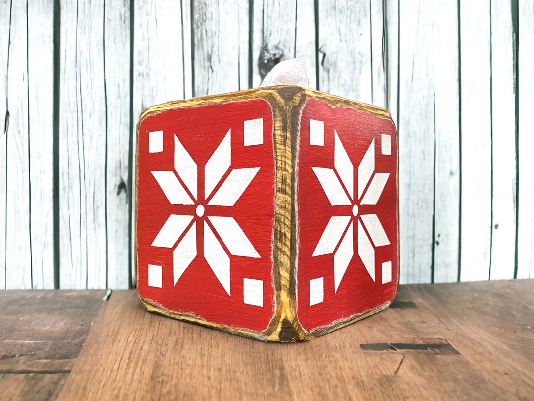 Nordic Star Tissue Box Cover: Rustic Christmas Wood Decor - Etsy
