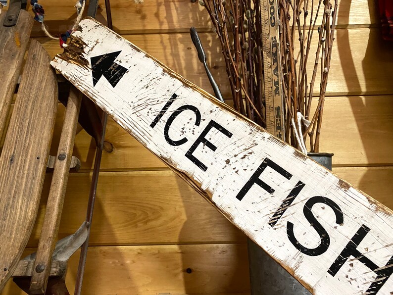 Rustic Ice Fishing Wood Sign - Etsy