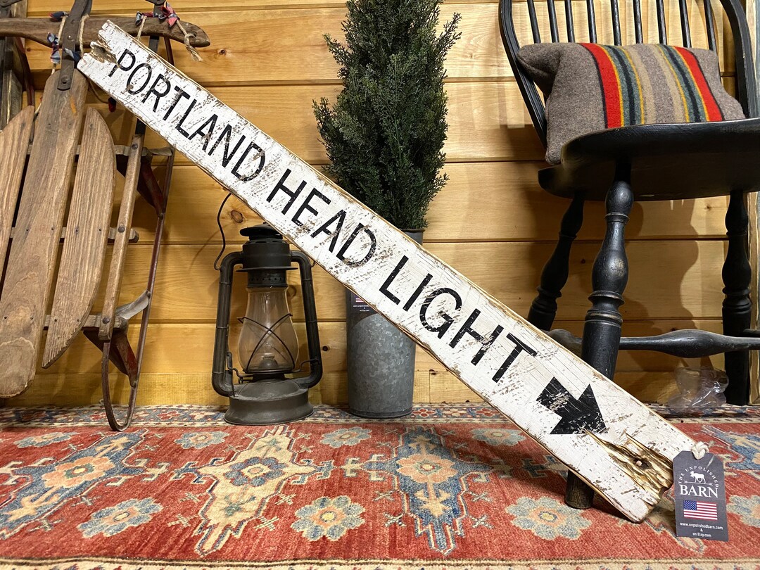 Portland Head Light Wood Sign: Rustic Coastal Maine Decor - Etsy