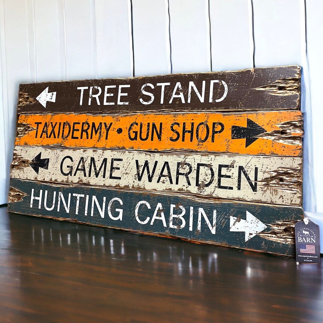 Rustic Hunting Season Wood Sign Set | Log Cabin Decor | Taxidermy ...