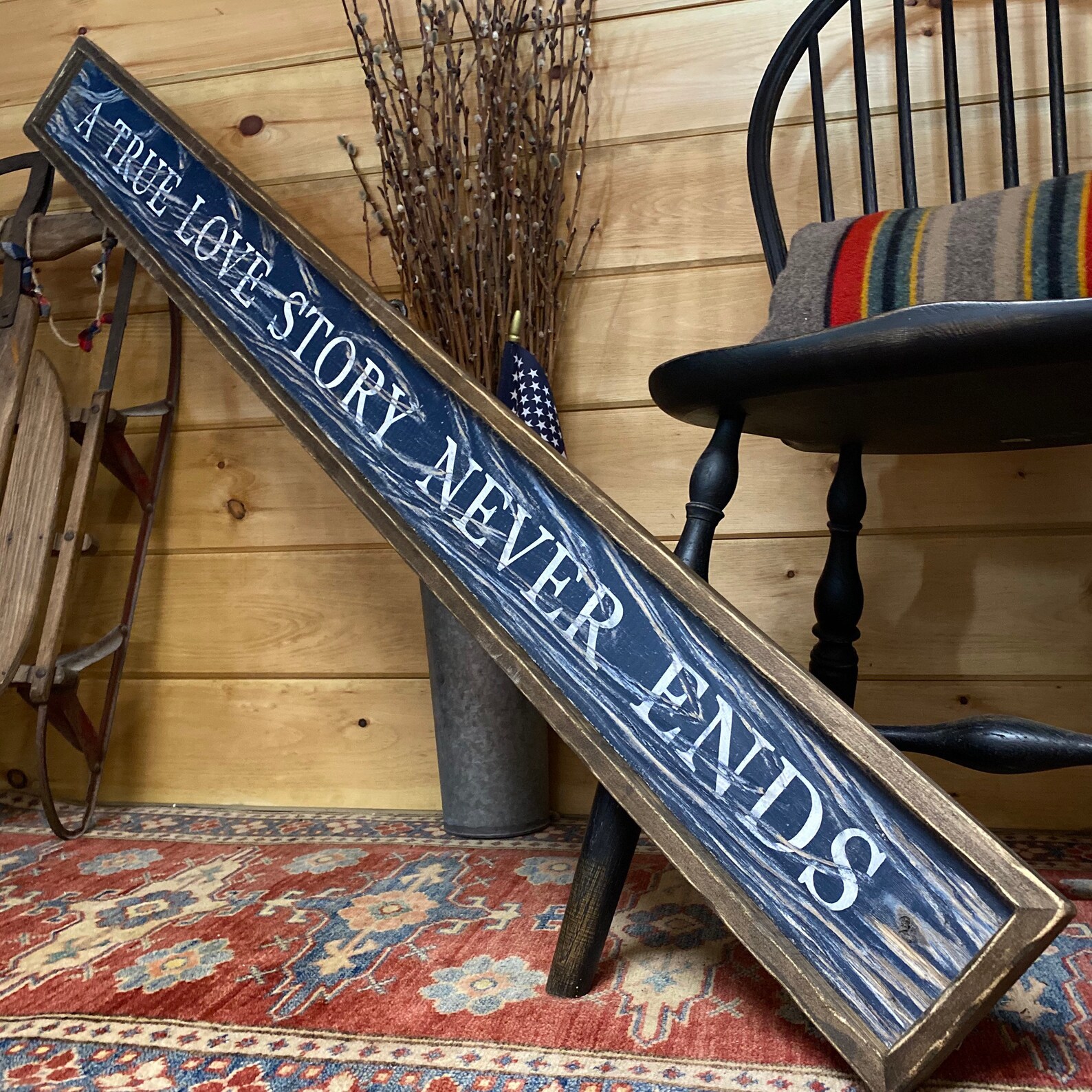 A True Love Story Never Ends Sign Rustic Log Cabin Decor | Etsy