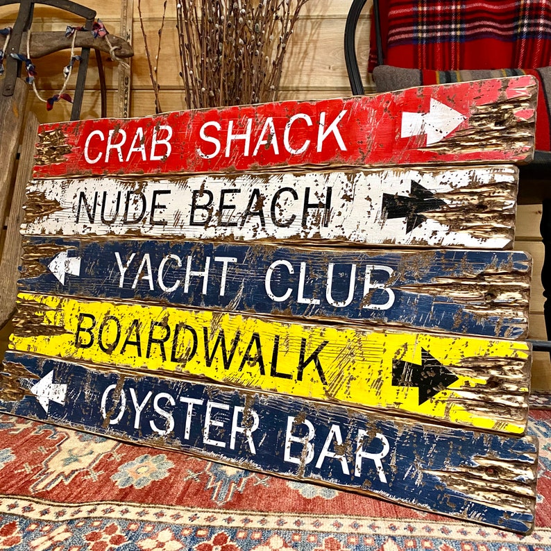 Rustic Wood Beach Sign Set: Coastal Nautical Decor - Etsy