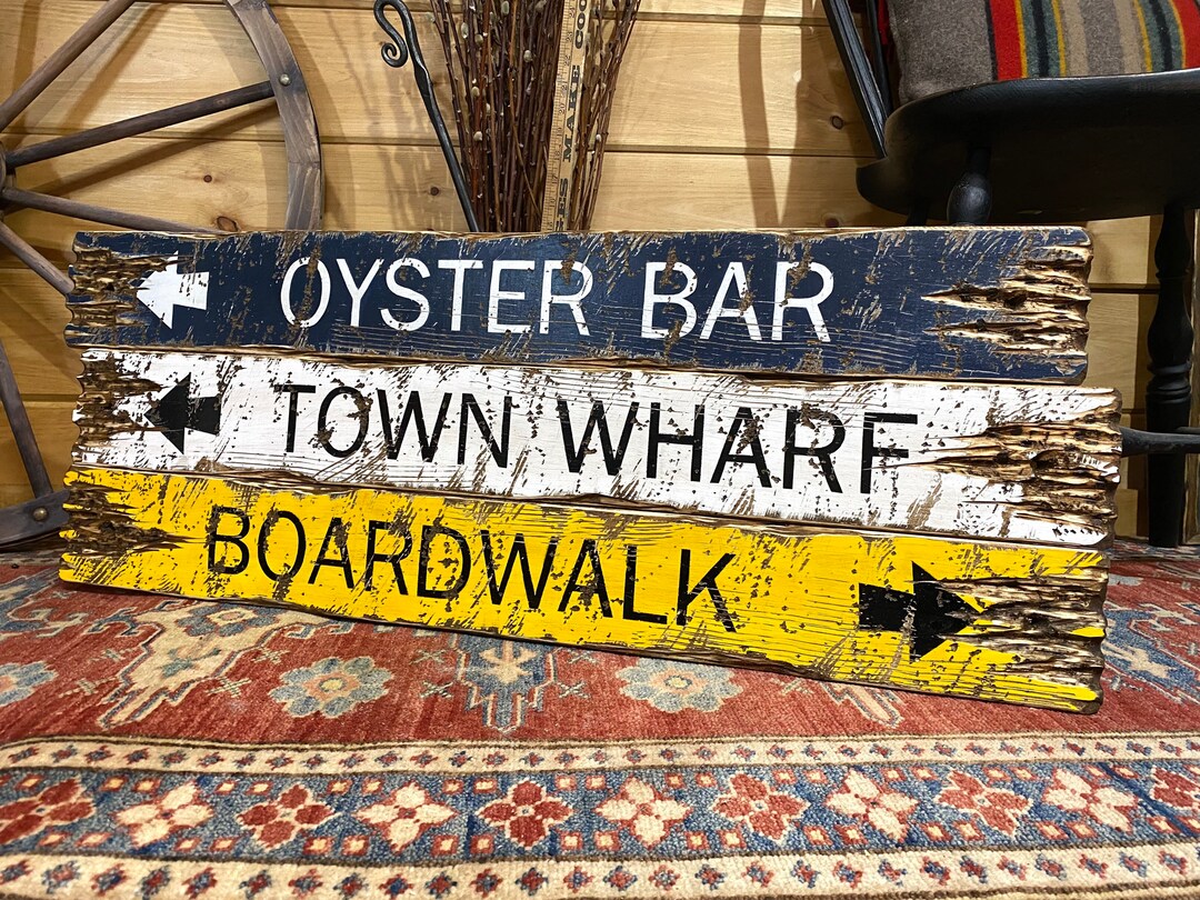 Oyster Bar Sign Set Rustic Nautical Decor Wood Beach House - Etsy