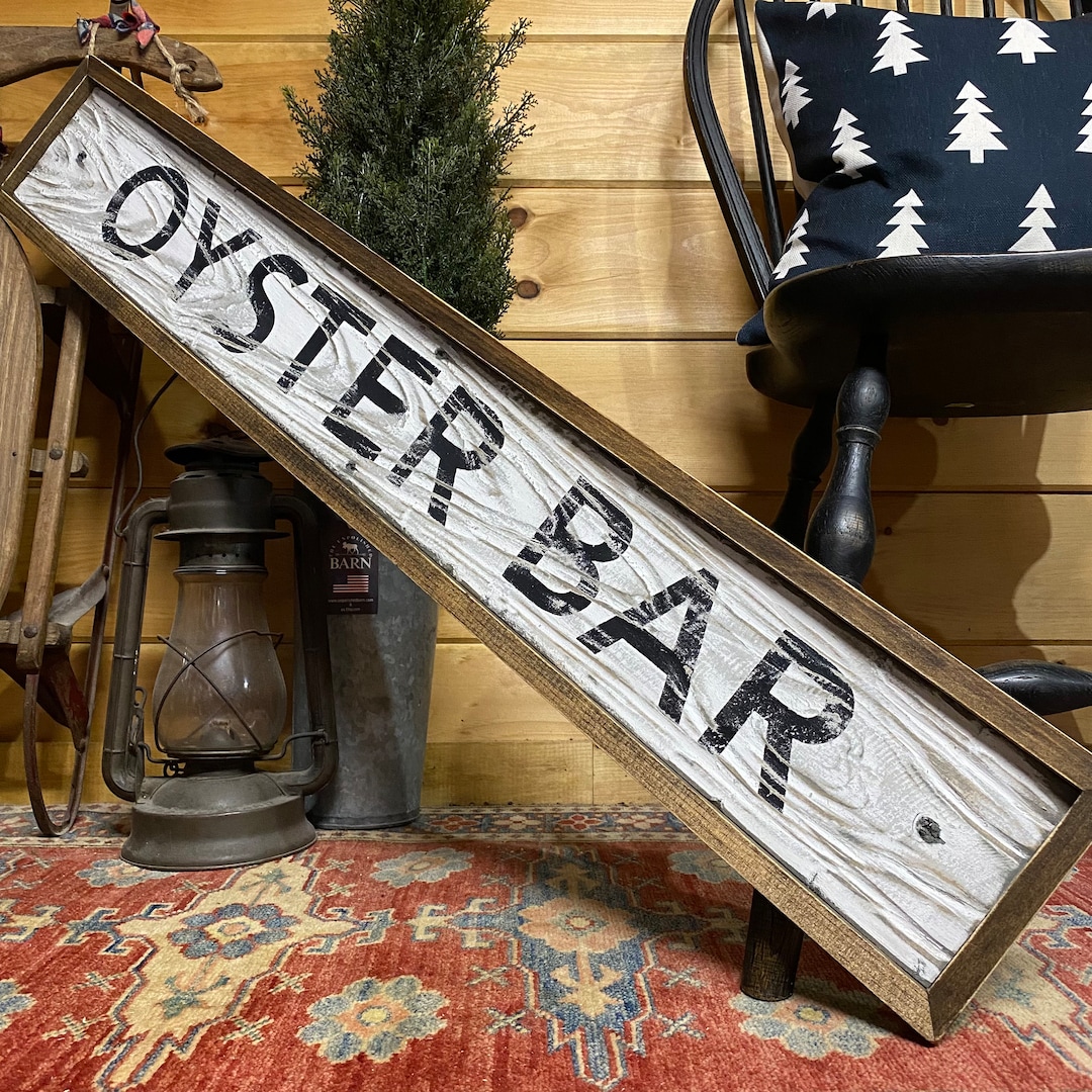 Rustic Oyster Bar Wood Seafood Sign - Etsy