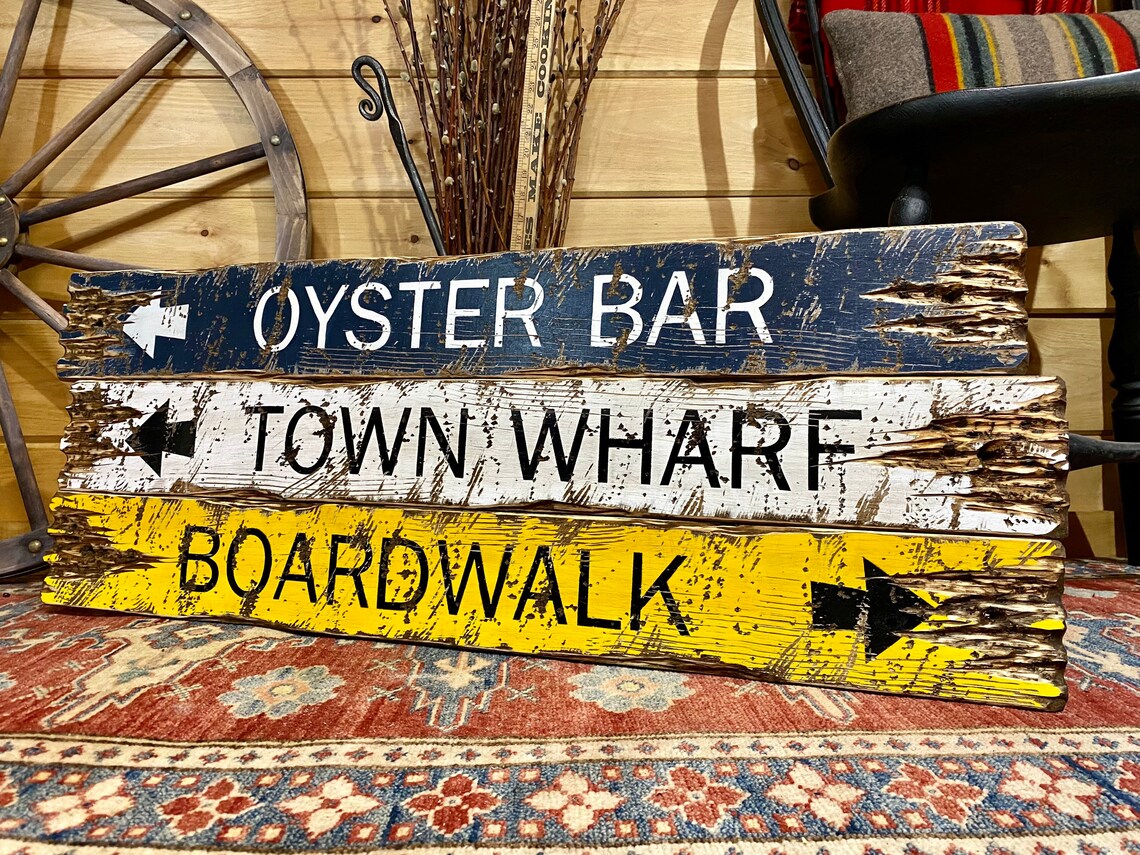 Oyster Bar Sign Set Rustic Nautical Decor Wood Beach House - Etsy