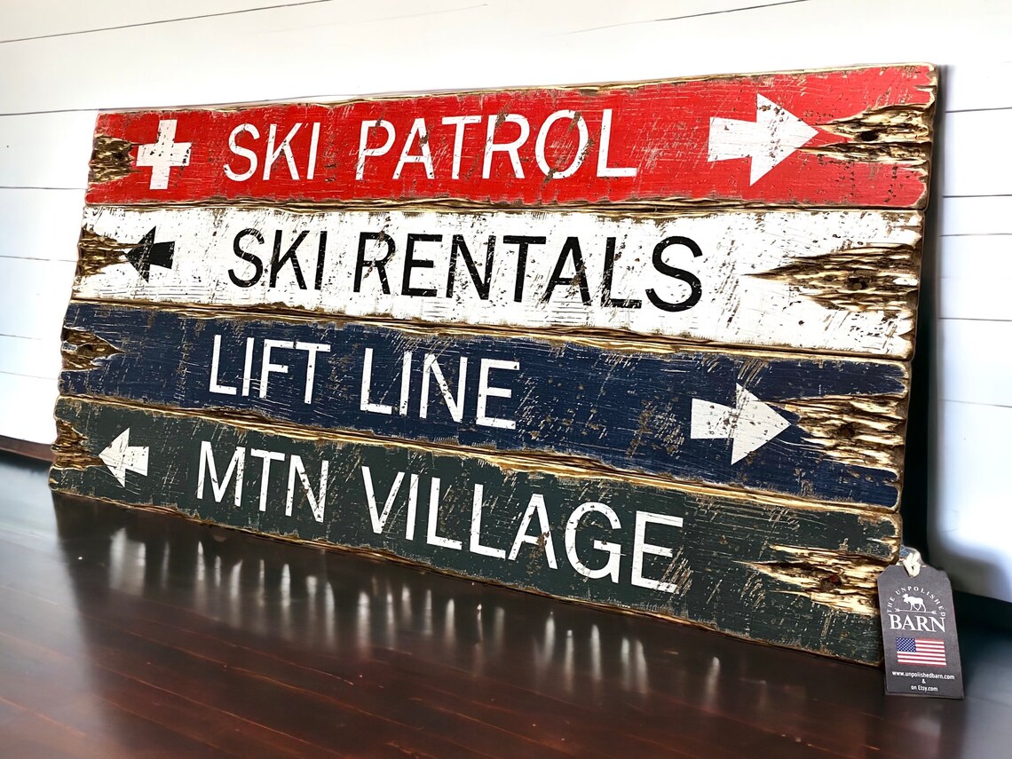 Rustic Wood Ski Trail Signs, Ski Decor - Etsy